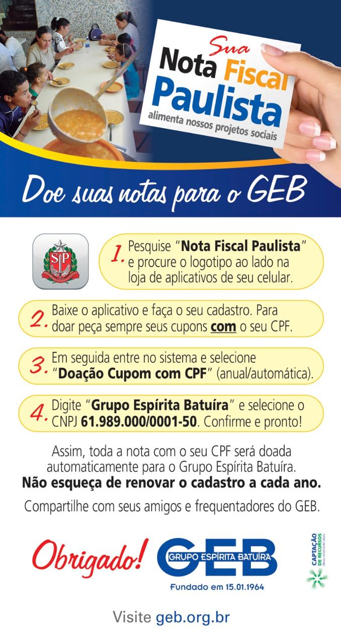 Doe seus créditos da Nota Fiscal Paulista – GEB